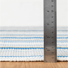 Daphne Stripe Handwoven Cotton Rug - French Blue – Our Boat House