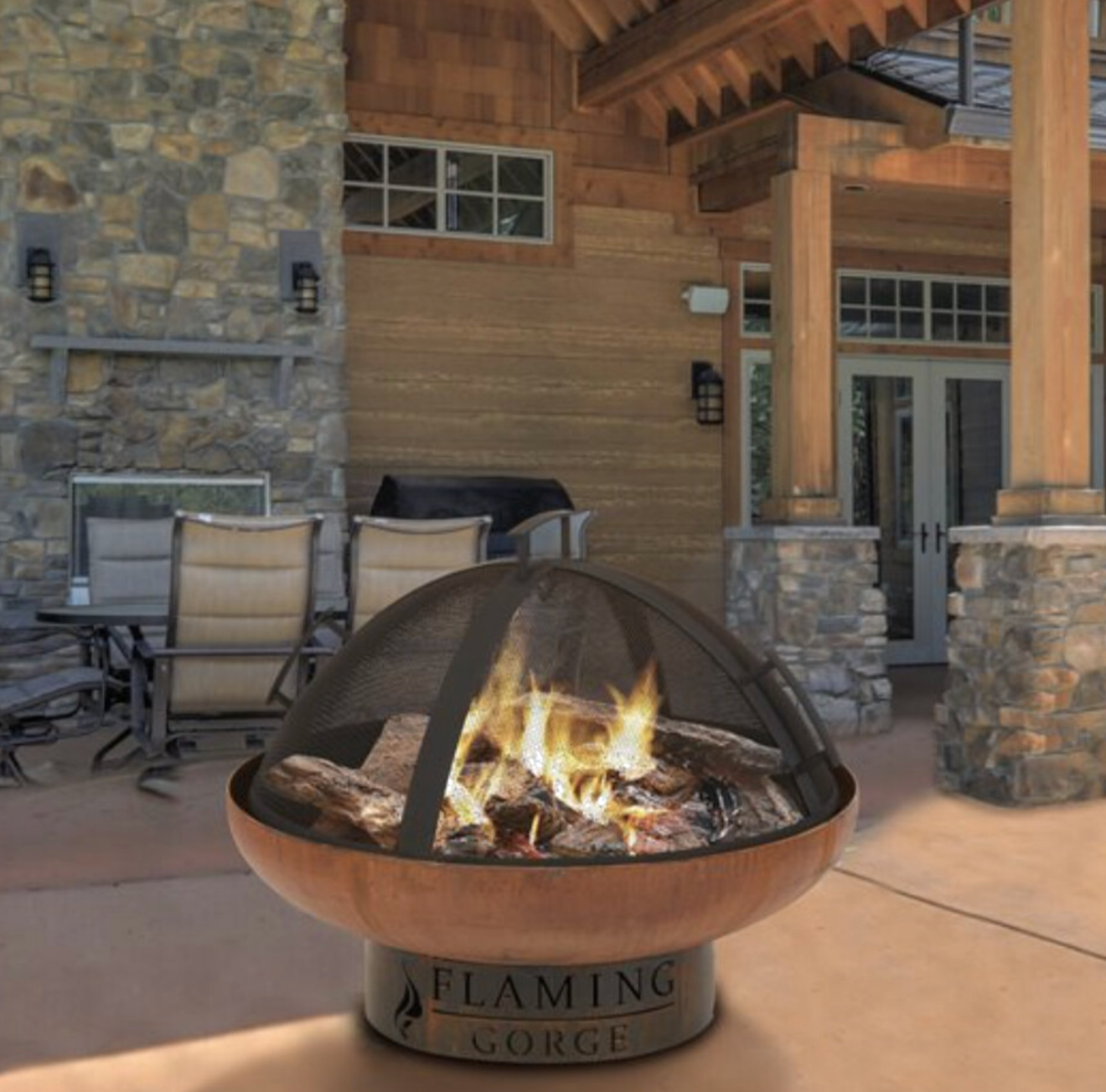Flaming Gorge Gobi Steel Fire Pit & Mesh Top – Our Boat House